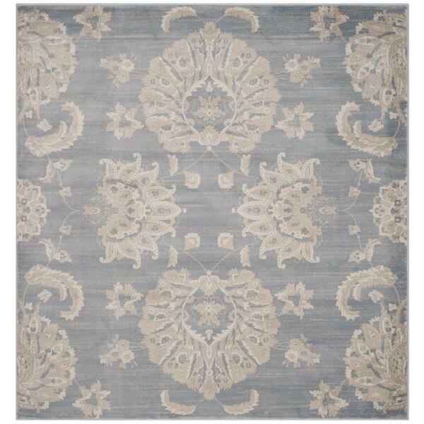 SAFAVIEH Vintage Light Blue/Ivory 7 ft. x 7 ft. Square Floral Area Rug ...