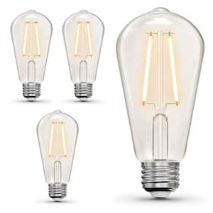 Feit Electric 40W Equivalent ST19 Dimmable Straight Filament Clear Glass E26 Vintage Edison LED ...