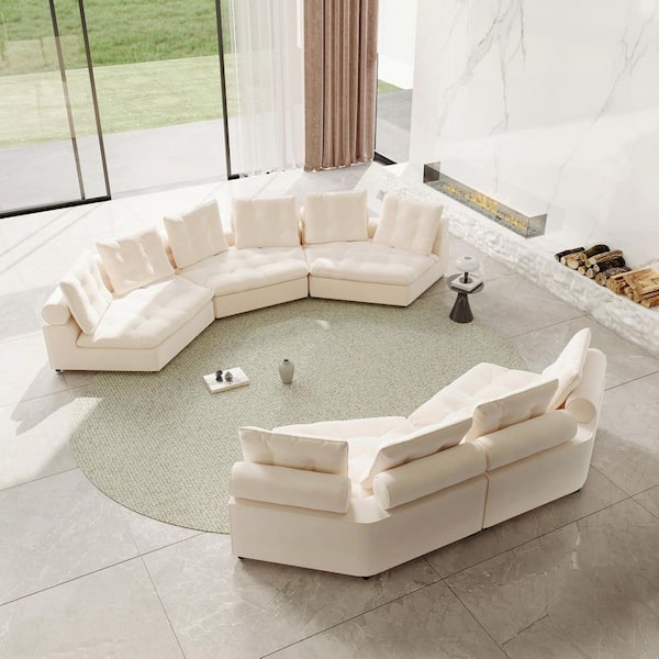 Magic Home Miami Square Arm 5-Piece Velvet Down Filled Modular Sofa ...