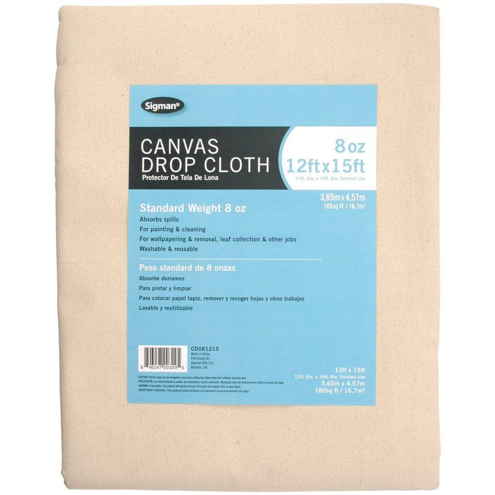 Sigman 11 ft. 6 in. x 14 ft. 6 in., 8 oz. Canvas Drop Cloth CD081215 ...