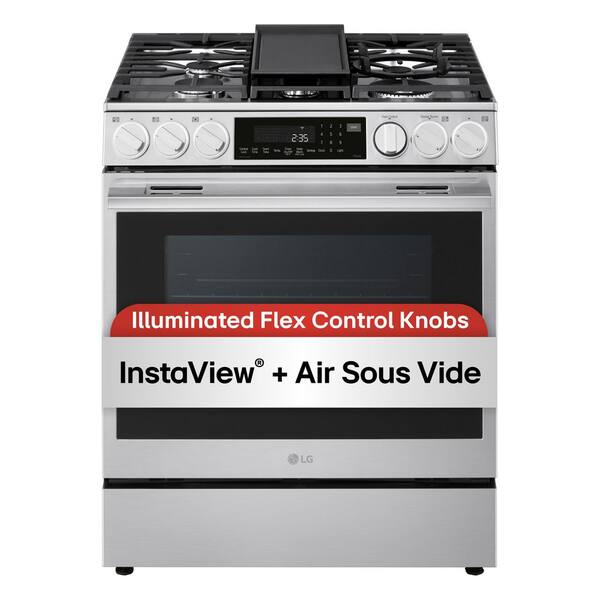 LG Smart Gas 30 in. 5 Burners Slide In Gas Range in Stainless Steel ...