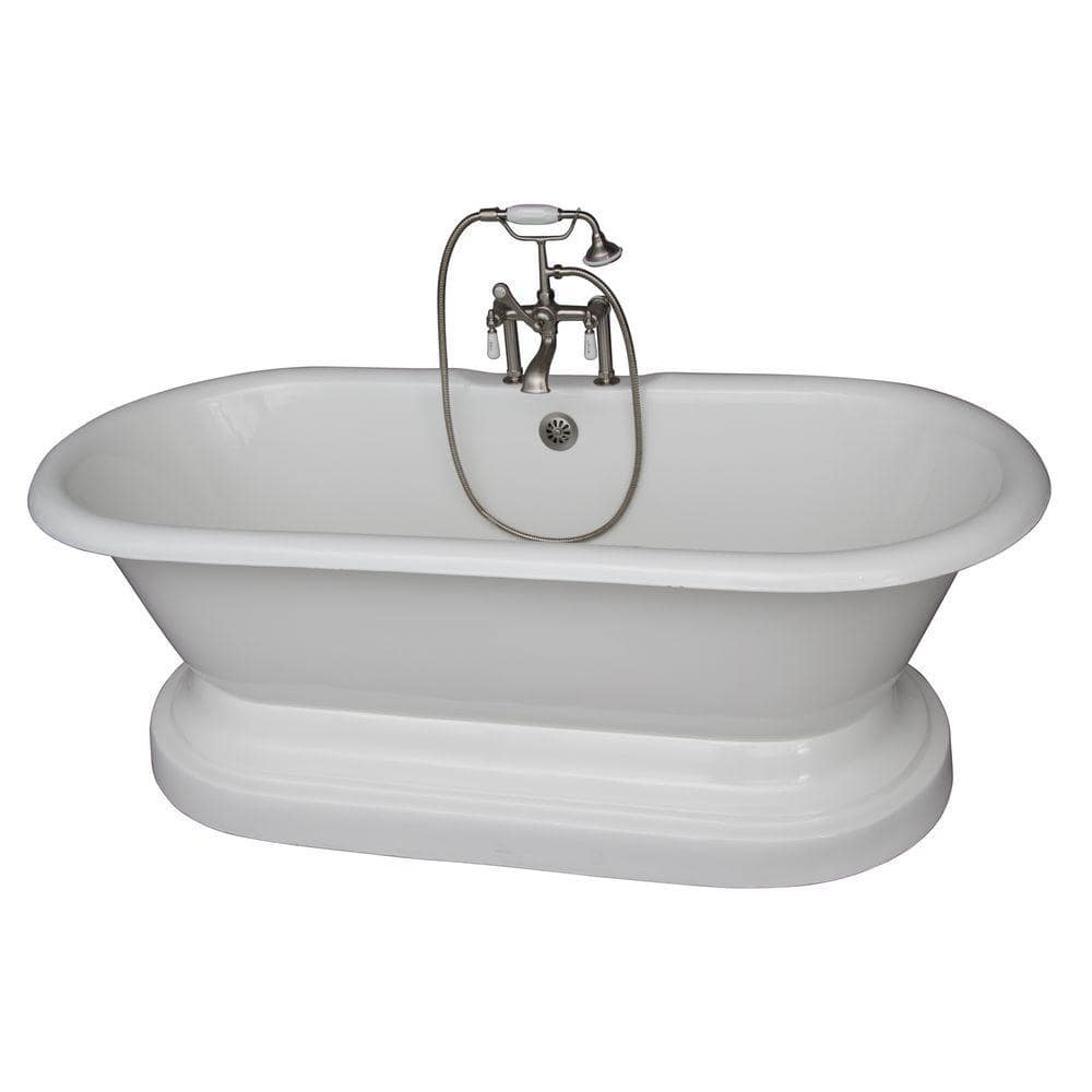 Barclay Products 5.6 ft. Cast Iron Double Roll Top Tub in White with ...
