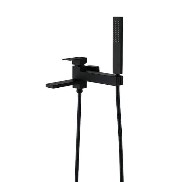 INSTER Matte Black Roman Tub Faucet Set with Hand Shower, Brass Body ...