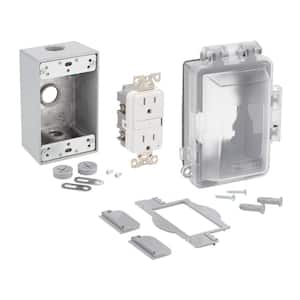 Commercial Electric 2-Gang Metal Weatherproof Electrical Outlet While ...