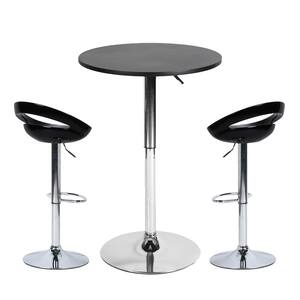 Homy Casa Ralan Ellen Black 3-Pcs Metal Frame Low Back Bar Table Set ...