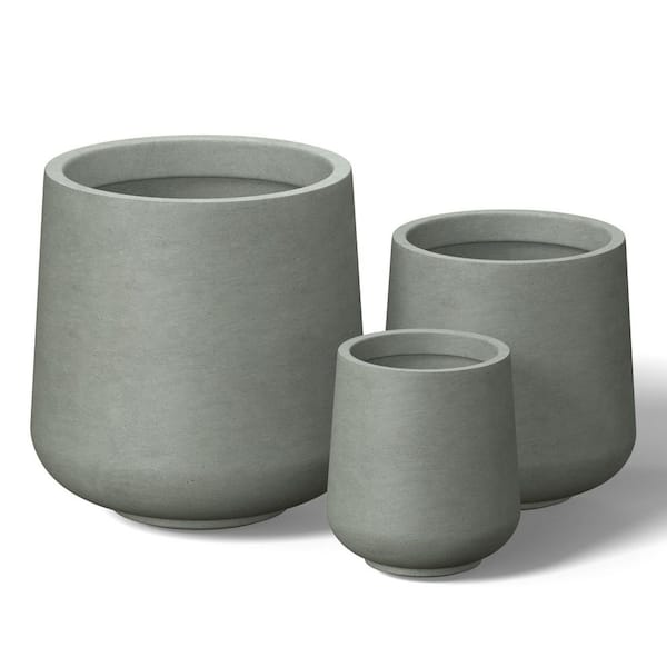Morrava 10 in. 13.5 in. 17 in. Sage Gray (Enhanced Core) Concrete Round ...
