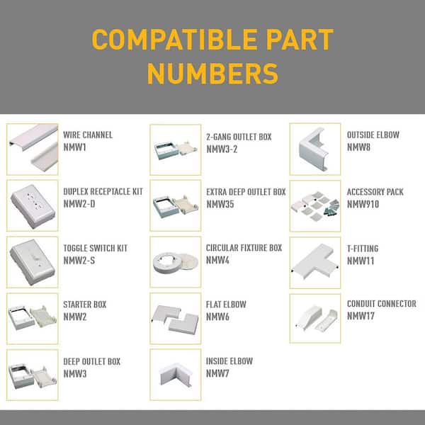 Legrand Wiremold Non-Metallic PVC Raceway 15 Amp Duplex Receptacle Box ...