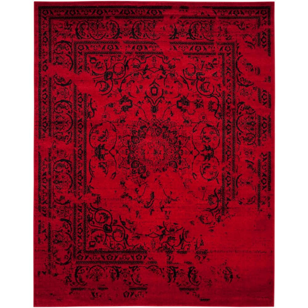 SAFAVIEH Adirondack Red/Black 9 ft. x 12 ft. Border Floral Area Rug ...