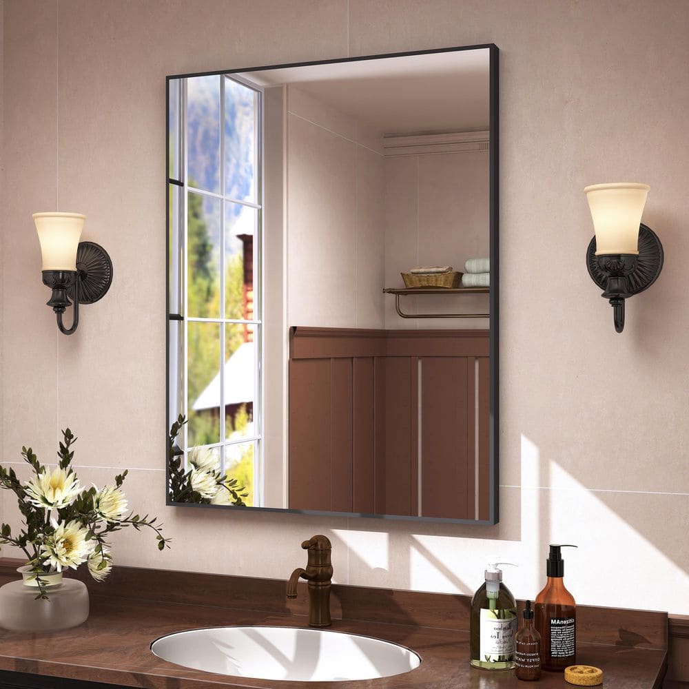 QuivaraView 28 in. W x 36 in. H Aluminum Framed Rectangular Vanity Wall ...