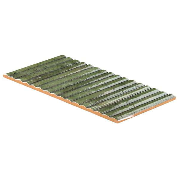 Ivy Hill Tile Mawr Green 5.9 in. x 11.81 in. Polished Fluted Ceramic ...