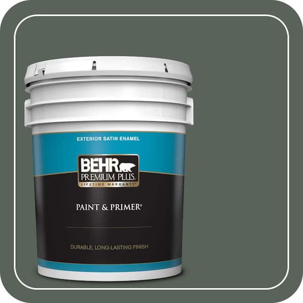 BEHR PREMIUM PLUS 5 gal. #ECC-21-3 Imperial Palm Satin Enamel Exterior ...