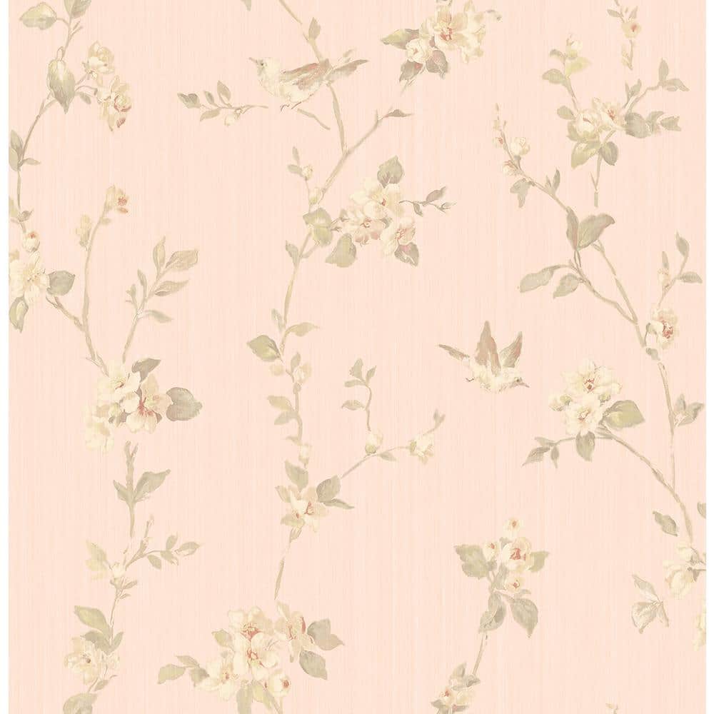 Brewster Jacqueline Rose Floral Scroll Rose Wallpaper Sample 2766-002538SAM