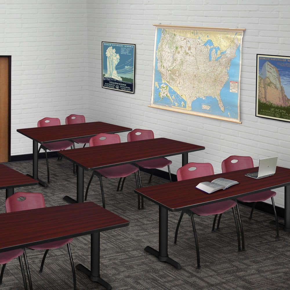 Regency Cain 72 in. x 24 in. Mahogany T-Base Training Seminar Table ...