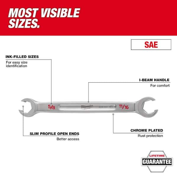 Milwaukee Double End SAE Flare Nut Wrench Set (5-Piece) 48-22-9470 ...
