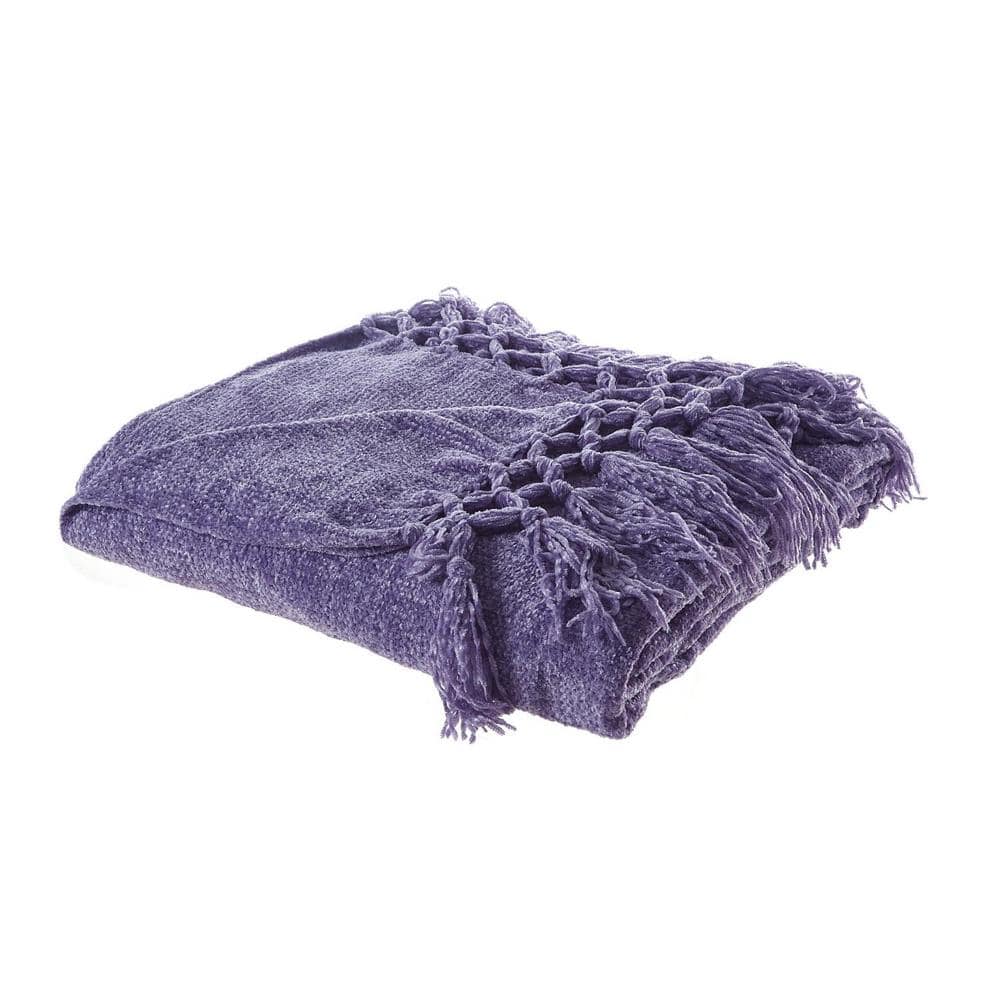HomeRoots Charlie Purple Solid Color Polyester Throw Blanket 2000531339 ...