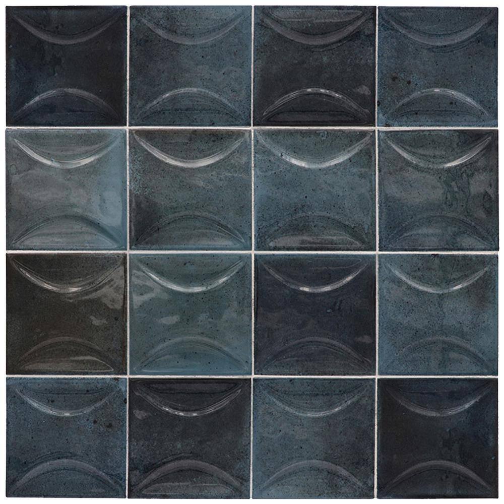 Apollo Tile Antiek Blue 3.94 in. x 3.94 in. Glossy Ceramic Square Deco ...