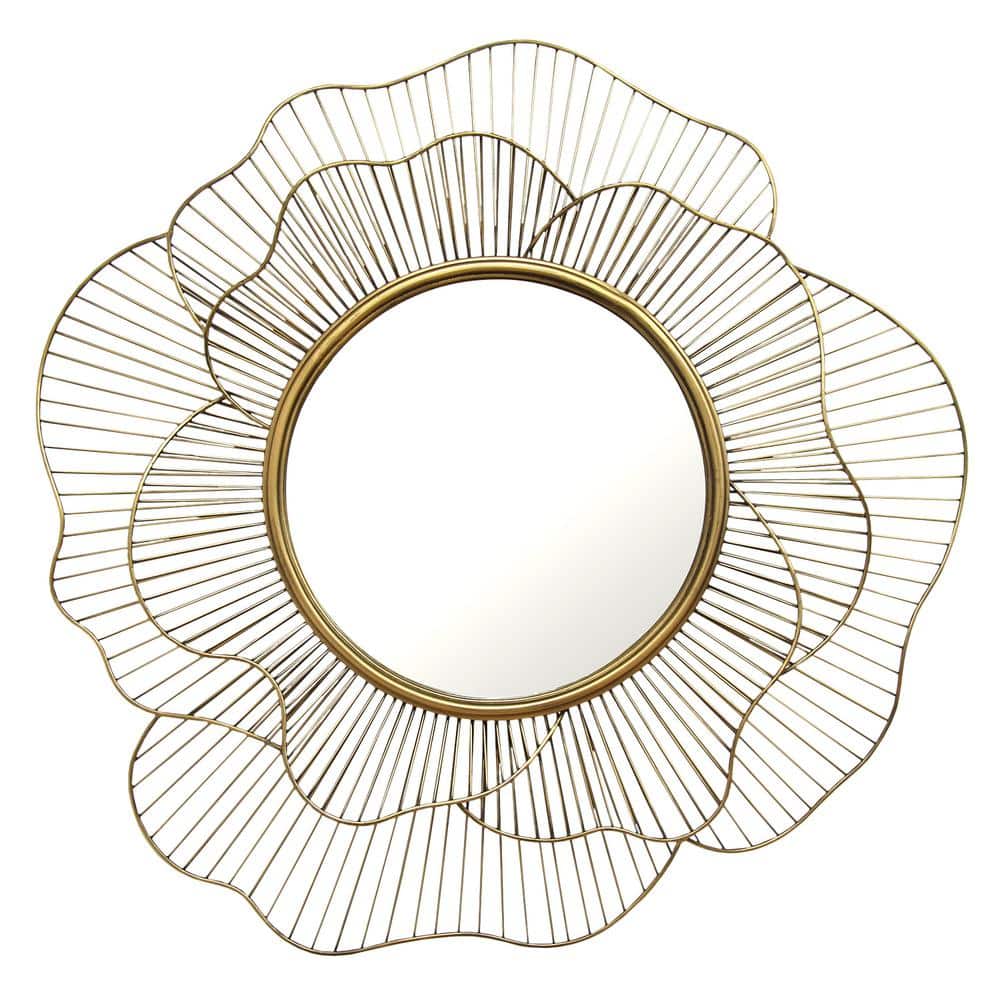 Stratton Home Decor Medium Round Gold Modern Mirror (28.25 in. H x 28. ...