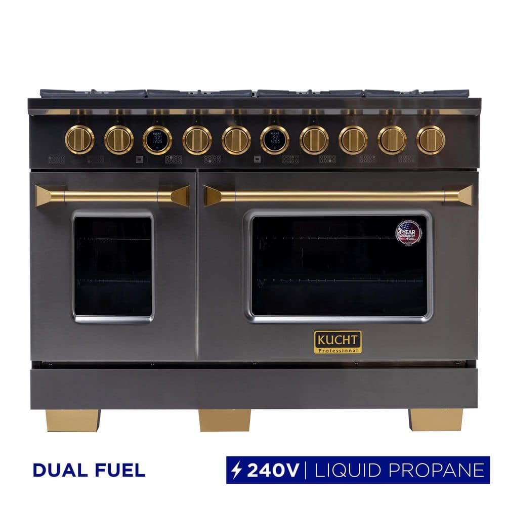 Kucht 48 in. 8-Burners Double Oven Dual Fuel Range Propane Gas in ...