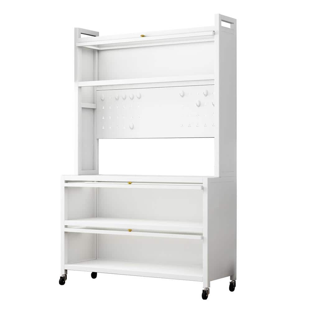 GQB 39 in. W White Kitchen Pantry Organizers Cabinet with Lockable ...