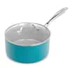 Gotham Steel Aqua Blue 3 qt. Aluminum Ceramic Nonstick Saucepan with ...