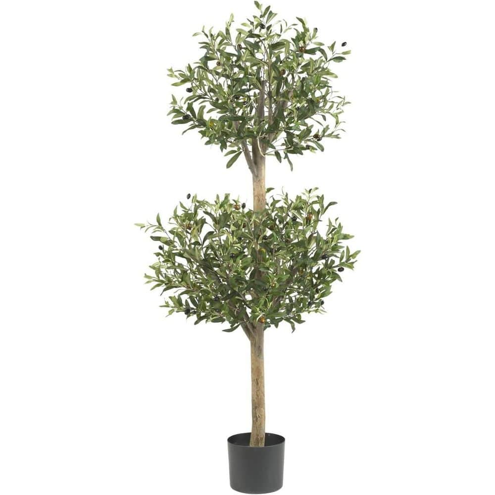 HOME IMPORTS EMPORIUM 4.5 ft. Artificial Olive Double Topiary Silk Tree ...