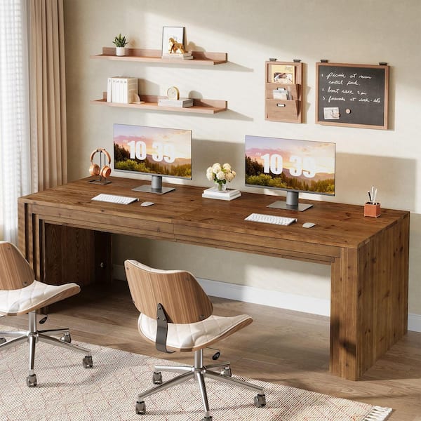TRIBESIGNS WAY TO ORIGIN 79 in. Rectangular Brown Solid Wood 2 Person ...