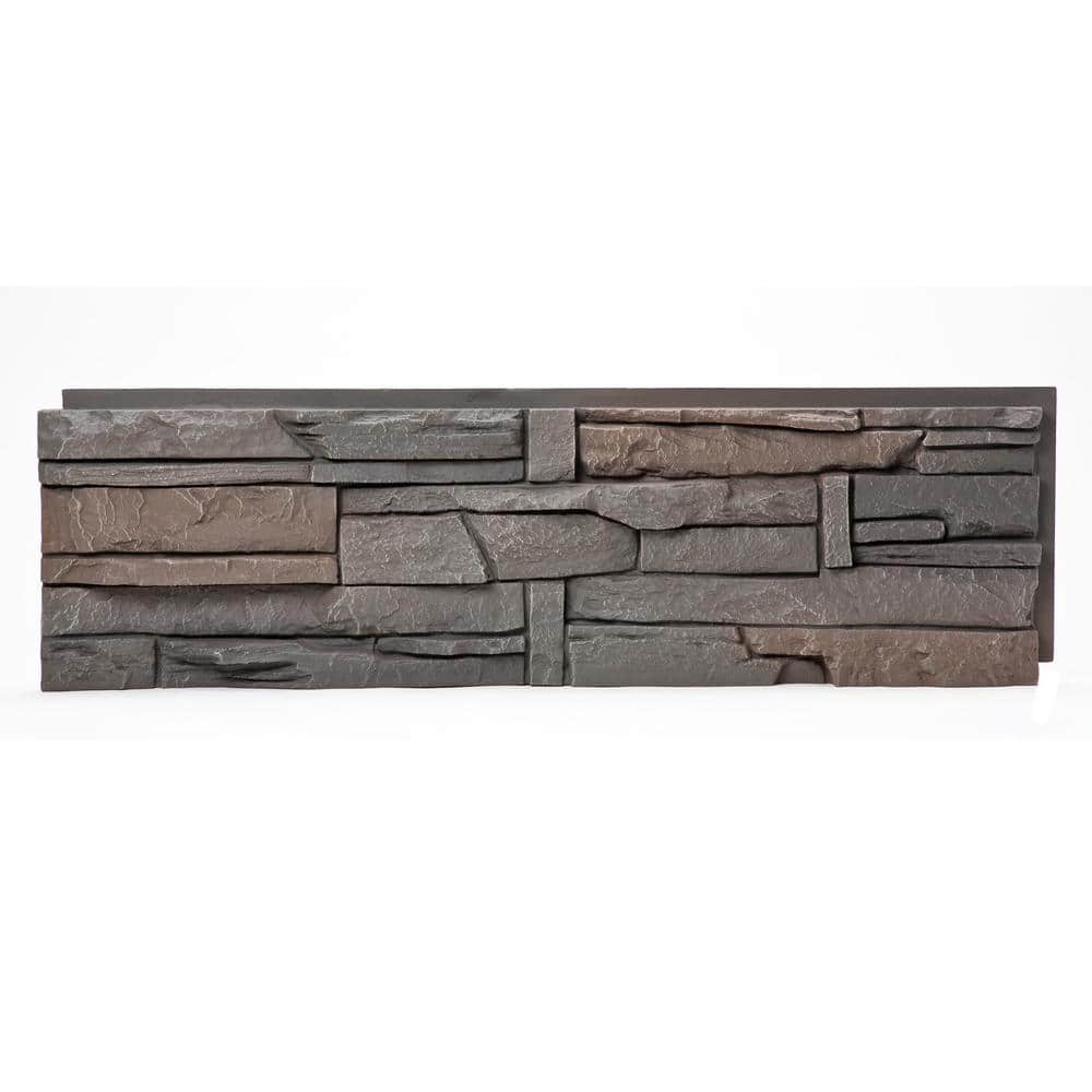 GenStone Stacked Stone Coffee 12 in. x 42 in. Faux Stone Siding Panel ...