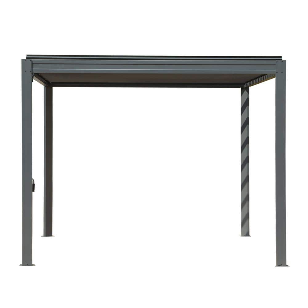 domi outdoor living 10 ft. x 10 ft. Gray Aluminum Metal Louvered ...