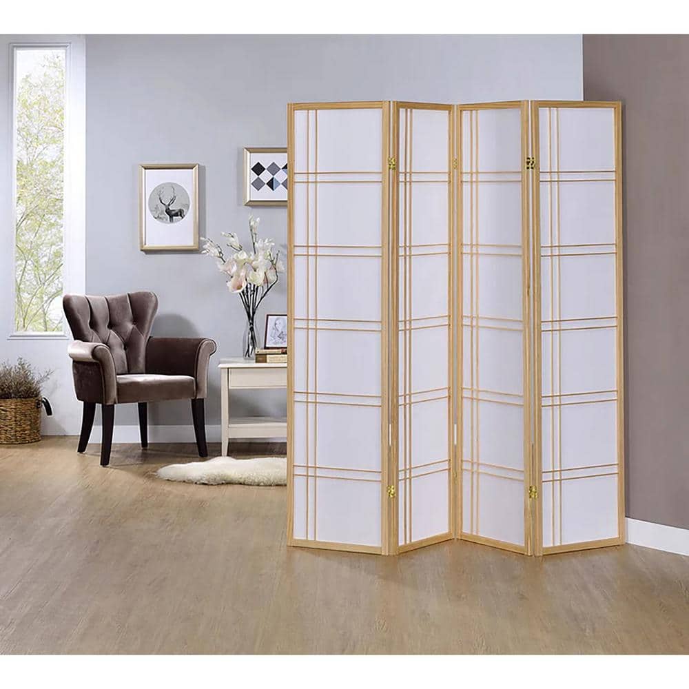 Venetian Worldwide 68 in. Wide Natural 4-Panel Square Panel Room ...
