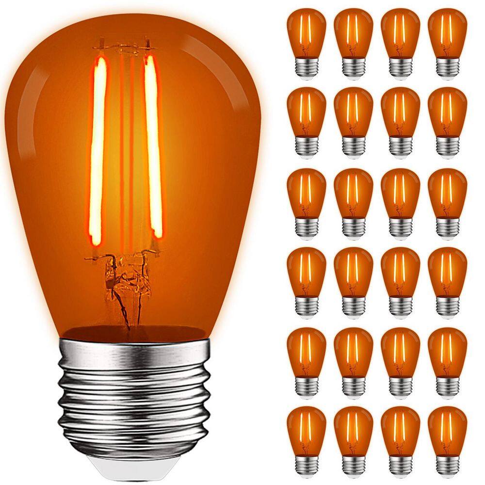 LUXRITE 11-Watt Equivalent S14 Edison LED Orange Light Bulb 0.5-Watt ...