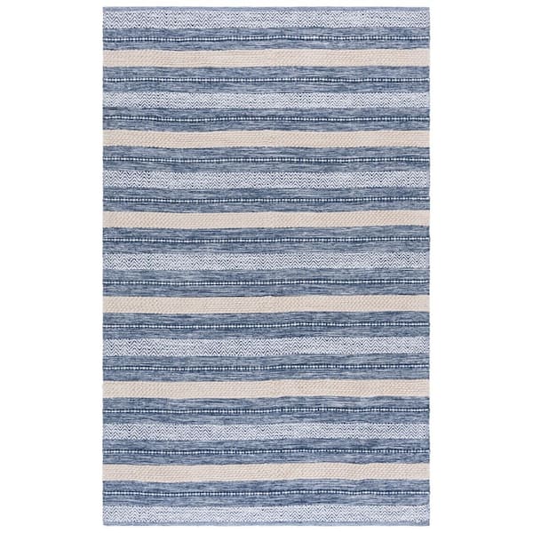 SAFAVIEH Montauk 8 ft. x 10 ft. Navy/Ivory Modern Striped Area Rug MTK976N-8 - The Home Depot
