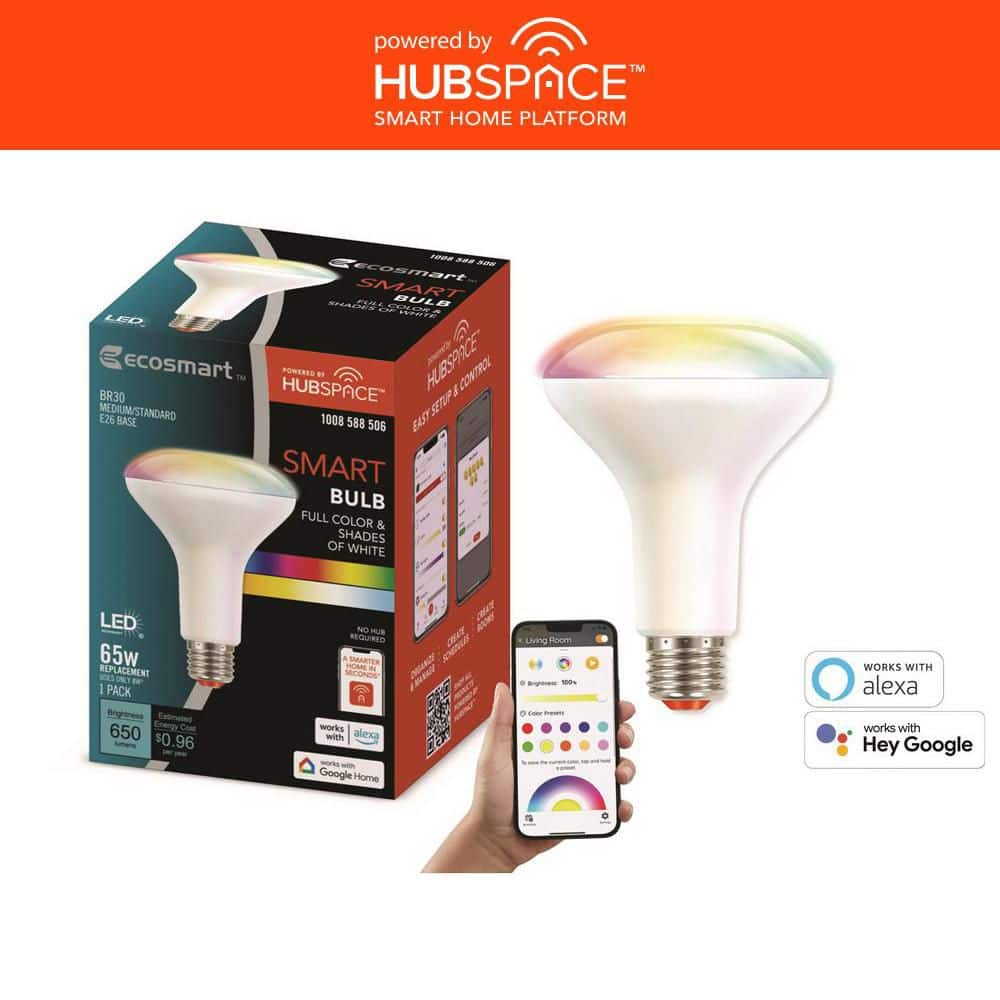 EcoSmart 65-Watt Equivalent Smart BR-30 Color Changing CEC LED Flood ...