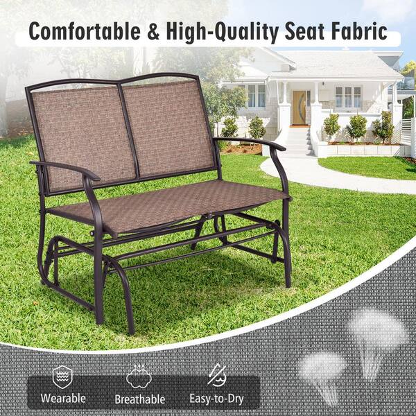 Outsunny 2-person Black Outdoor Double Rocker Glider Bench, 59% OFF