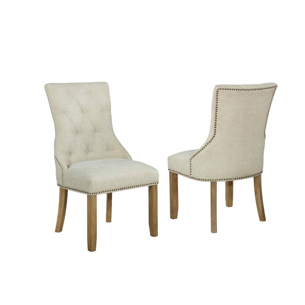 Best Quality Furniture Jess Beige Upholstery Side Chair Set of 2 Chairs ...