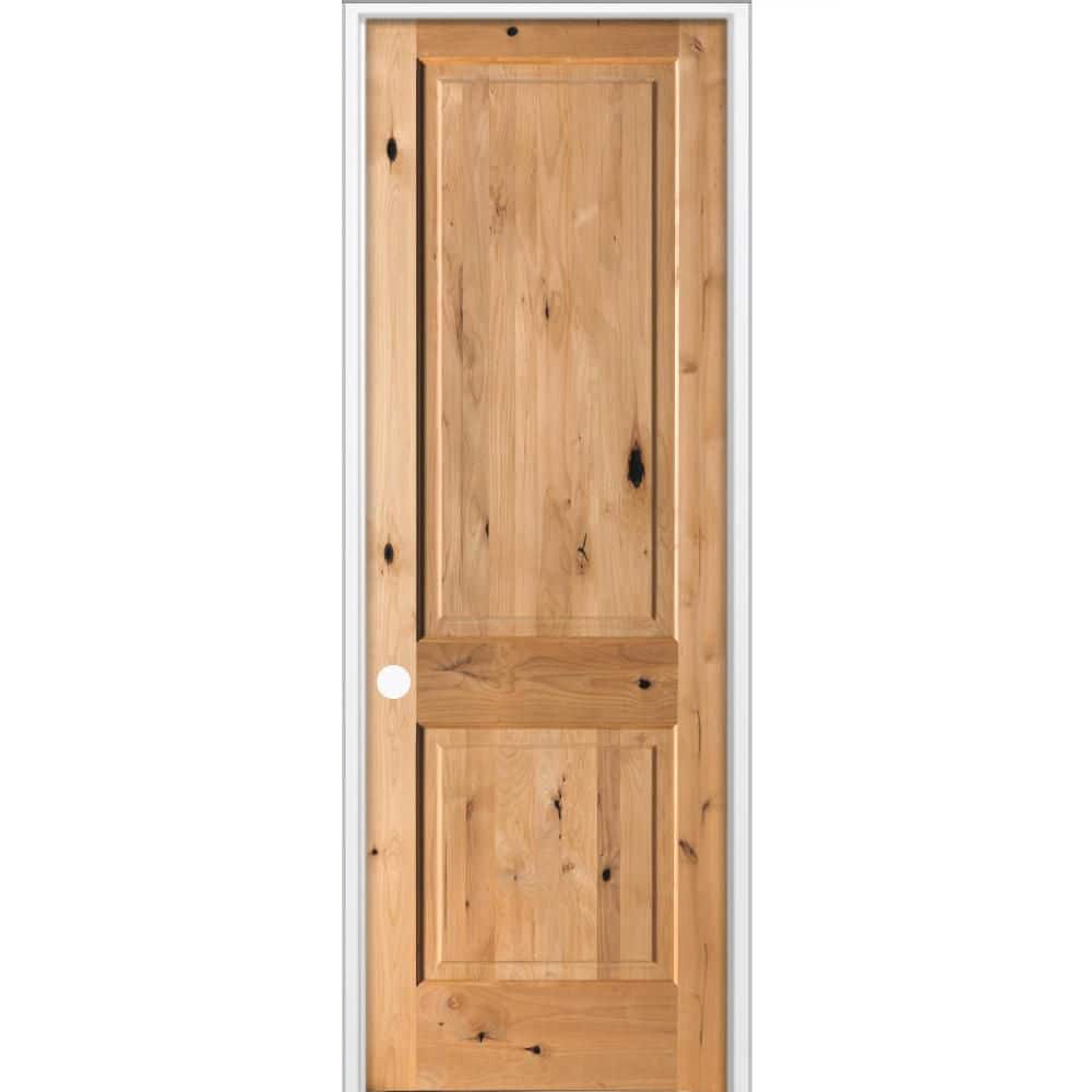 Krosswood Doors 32 in. x 96 in. Rustic Knotty Alder 2 Panel Square Top ...