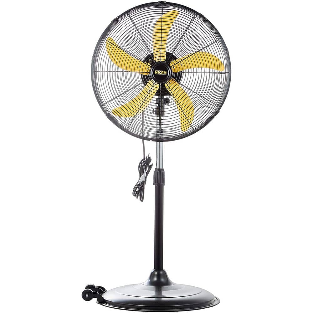 WOCK 20 in. 3 Speeds High Velocity Oscillating Pedestal Fan in Yellow ...