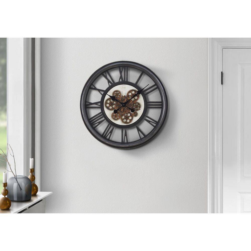 20 in. Round Transitional Black Analog Wall Clock CKJY2305-B - The Home ...