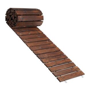 Oyezvary 6 ft. Wooden Cedar Garden Pathway Outdoor Roll Out Walkway ...