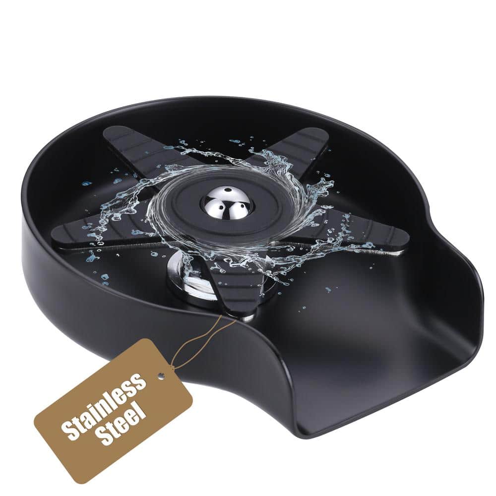 WOWOW Pentagram Fan Blade Sink Glass Rinser for Kitchen Sink in Black ...