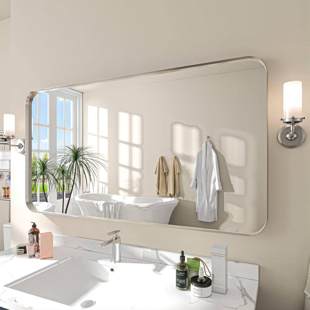 TOOLKISS 55 in. W x 30 in. H Rectangular Aluminum Framed Wall Bathroom ...