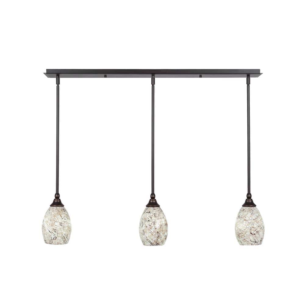 Livingston 100-Watt 3 Light Dark Granite Linear Pendant Light with 5 in ...