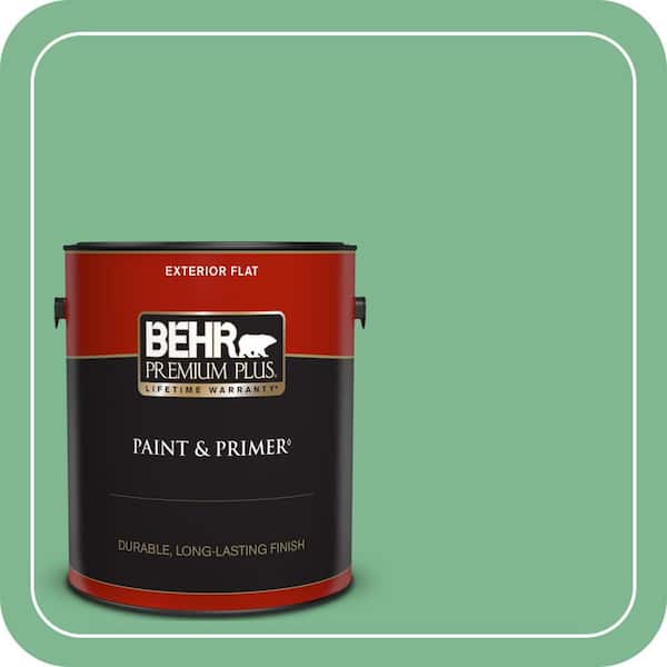BEHR PREMIUM PLUS 1 gal. #BIC-40 Veiled Chameleon Flat Exterior Paint ...