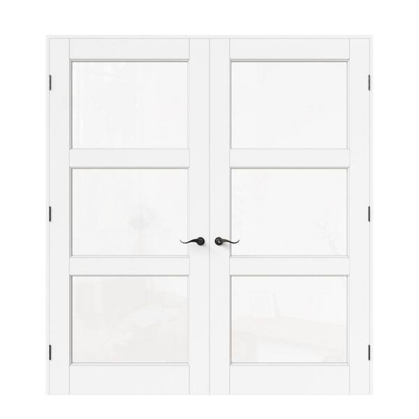 ARK DESIGN 72 in. x 80 in. 1/2-Lite Mirrored Glass Universal White ...