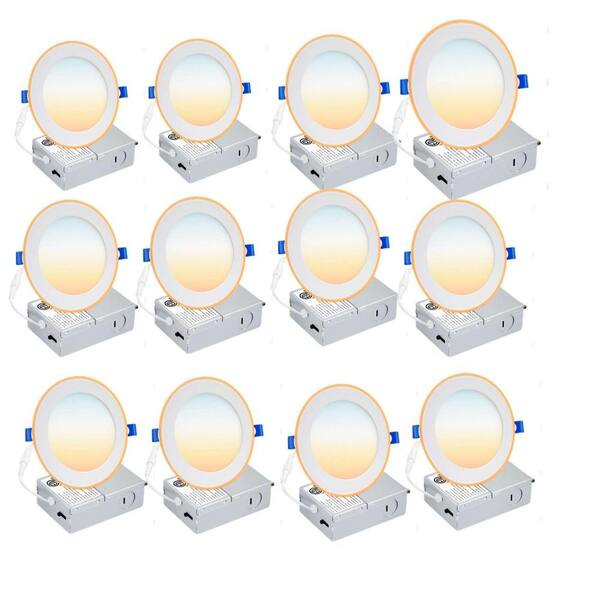 Honbei 4 in. 5CCT Color Selectable Recessed LED Downlight with Night ...