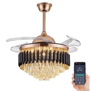 ANTOINE 42 in. Integrated LED Indoor Gold Crystal Chandelier Ceiling ...