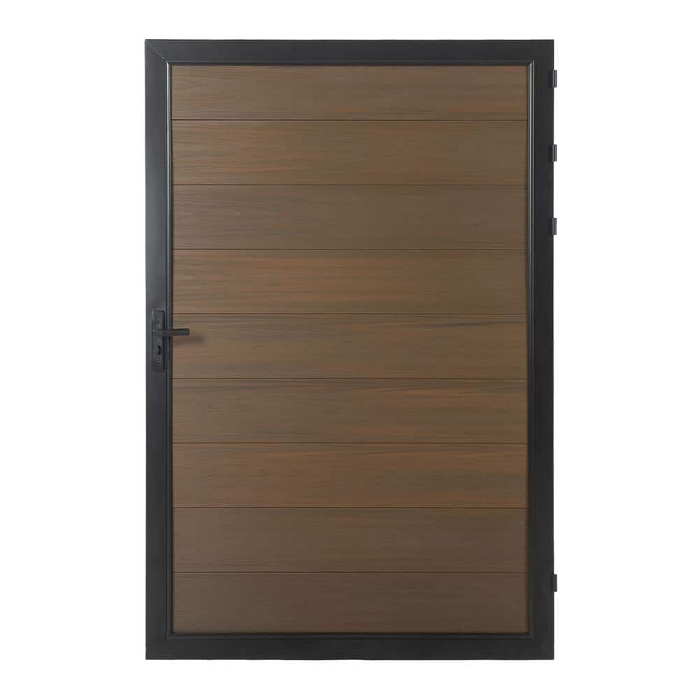 mondaria Safety 4 ft. W x 6 ft. H Brown Composite Panel Fence Gate with ...