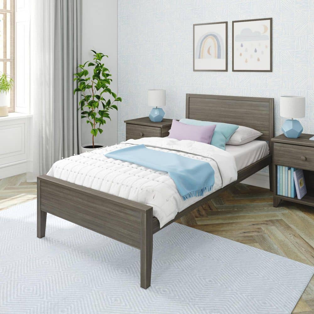 Max & Lily Classic Clay Twin Solid Wood Bed with Panel Headboard 181100 ...