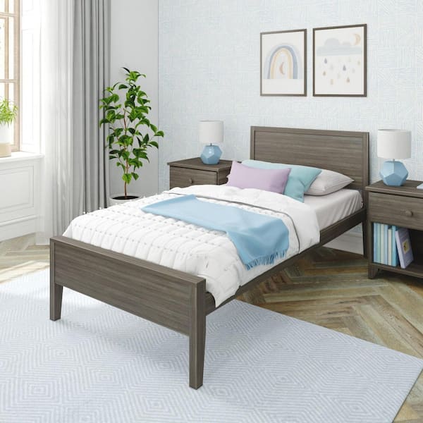 Max & Lily Classic Clay Twin Solid Wood Bed with Panel Headboard 181100 ...