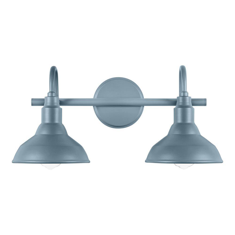 Hampton Bay Kelford 18 in. 2-Light Blue Vanity Bath Light HDP99180BLU ...