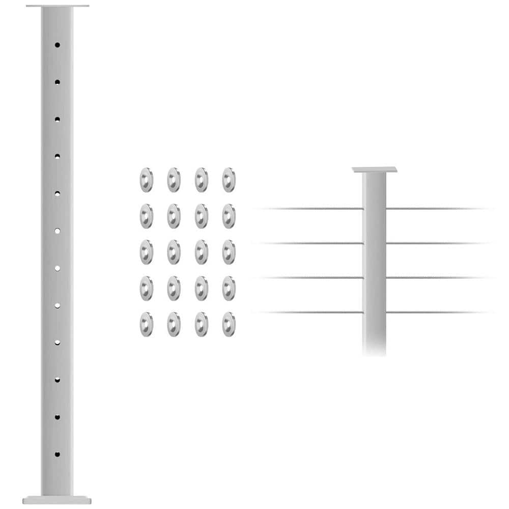 Afoxsos Stainless Steel 42 in. Cable Railing Line Post with Cable ...